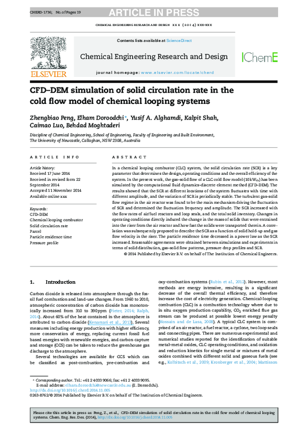 Pdf Cfd Dem Simulation Of Solid Circulation Rate In The Cold Flow Model Of Chemical Looping