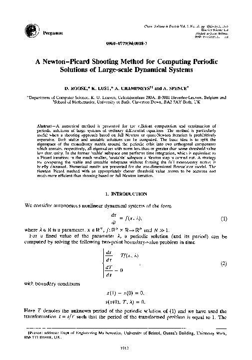 (PDF) A Newton-Picard shooting method for computing periodic solutions of large-scale dynamical ...