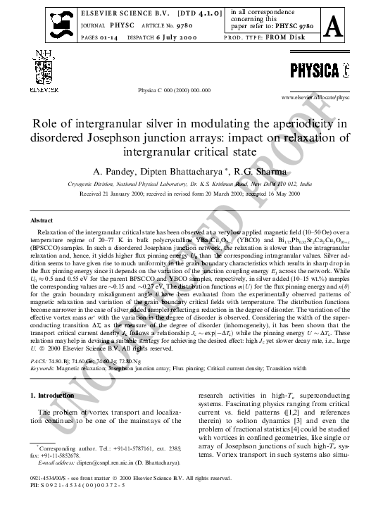 (PDF) Role of intergranular silver in modulating the aperiodicity in disordered Josephson ...