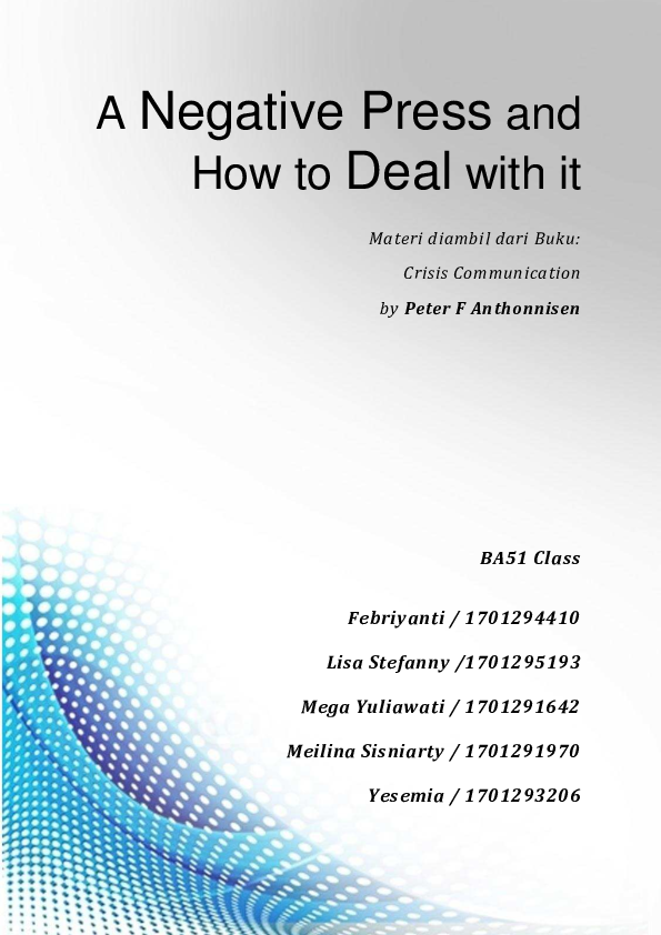 (PDF) A Negative Press and How to Deal with it