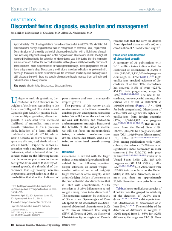 (PDF) Discordant twins: diagnosis, evaluation and management