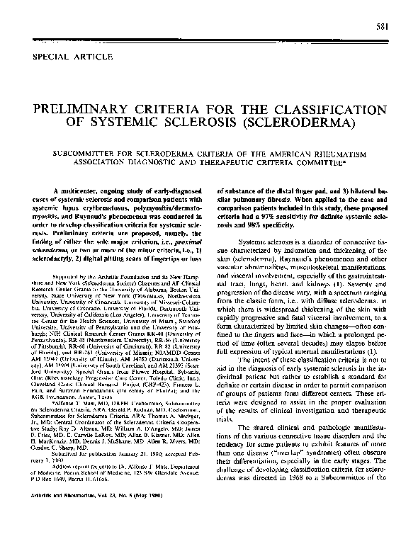 (PDF) Preliminary criteria for the classification of systemic sclerosis ...