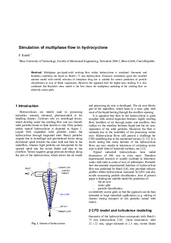 (PDF) Simulation of multiphase flow in hydrocyclone