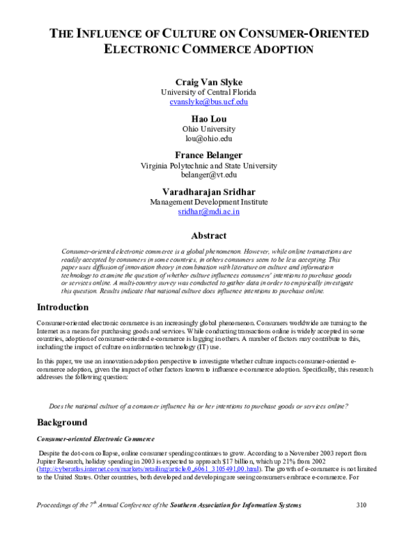 (PDF) The influence of culture on consumer-oriented electronic commerce adoption