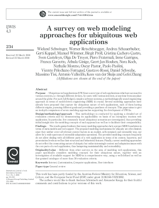 (PDF) A survey on web modeling approaches for ubiquitous web applications | Athula Ginige ...