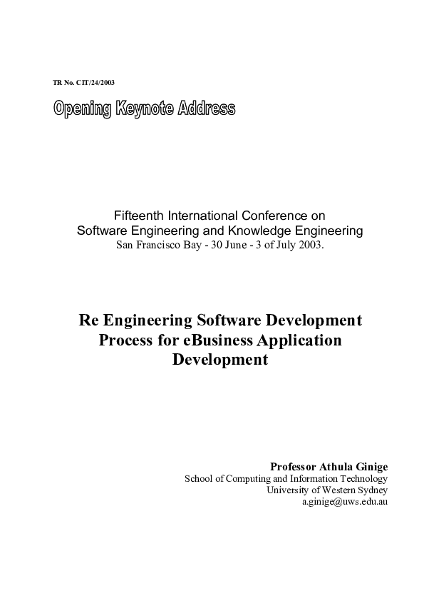 (PDF) Re-engineering Software Development Process for eBusiness ...