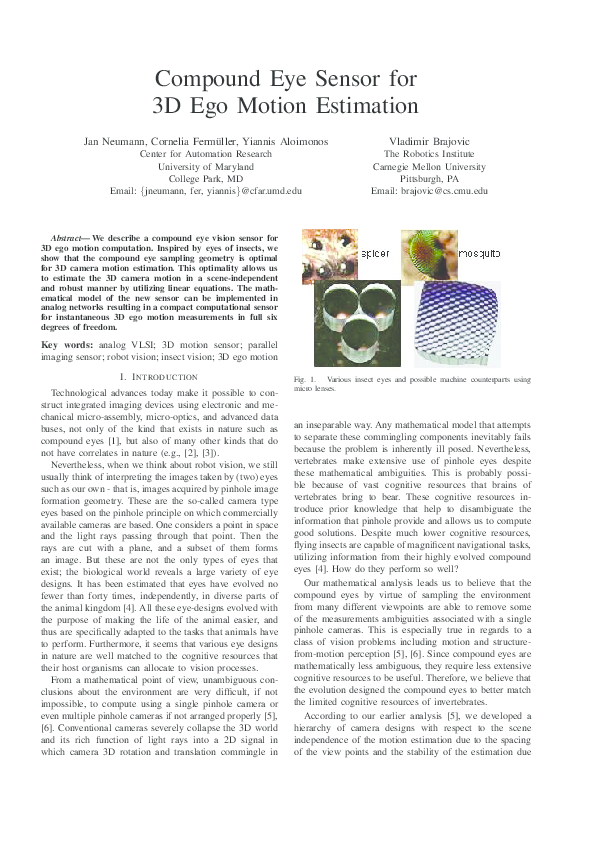 (PDF) Compound eye sensor for 3D ego motion estimation