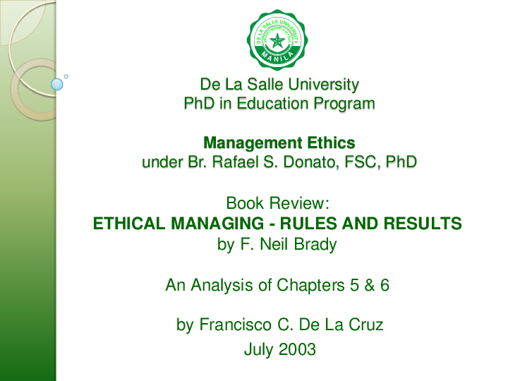 (PDF) Management Ethics - Formalism vs. Utilitarianism