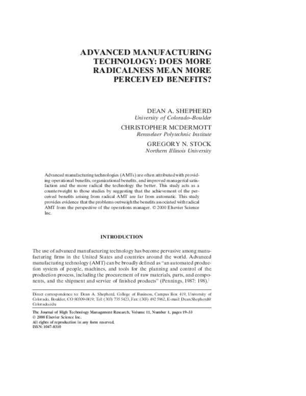 (PDF) Advanced manufacturing technology