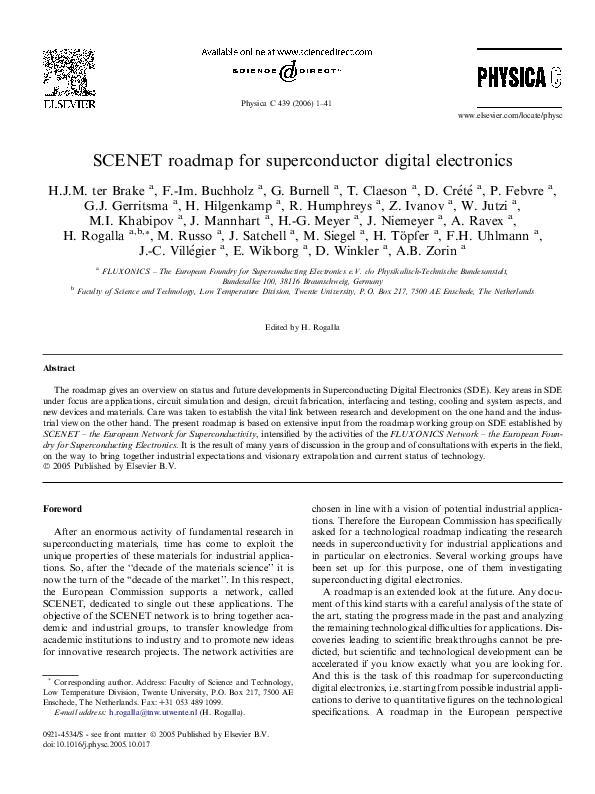 (PDF) SCENET roadmap for superconductor digital electronics | Gavin ...