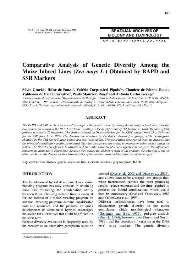 (PDF) Comparative analysis of genetic diversity among the maize inbred lines (Zea mays L ...