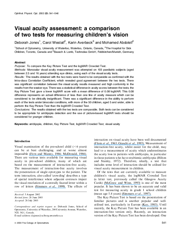 (PDF) Visual acuity assessment: a comparison of two tests for measuring ...