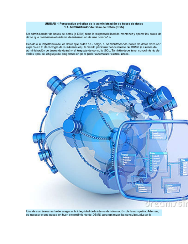 (DOC) UNIDAD 1 Perspectiva práctica de la administración de bases de ... (DOC) UNIDAD 1 Perspectiva práctica de la administración de bases de ...