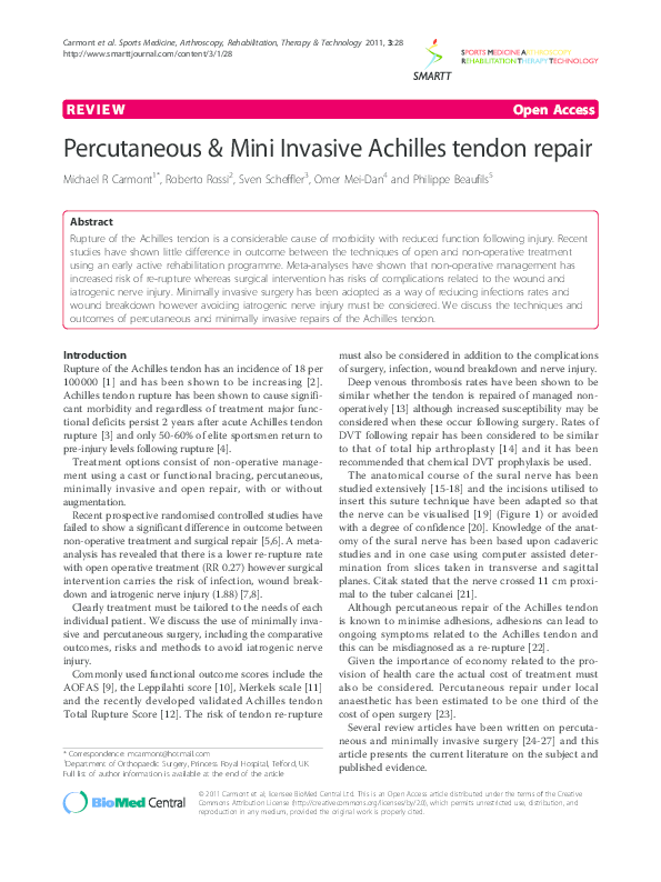 (PDF) Percutaneous & Mini Invasive Achilles tendon repair