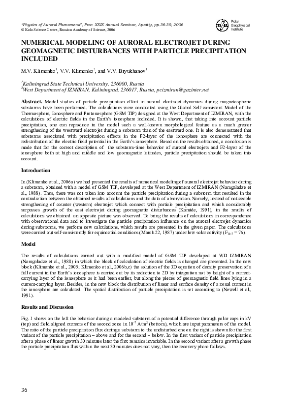 (PDF) Numerical Modeling of Auroral Electrojet During Geomagnetic ...