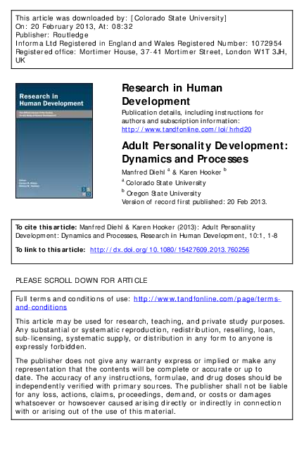 (PDF) Adult Personality Development: Dynamics and Processes