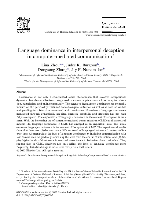 (PDF) Language dominance in interpersonal deception in computer-mediated communication