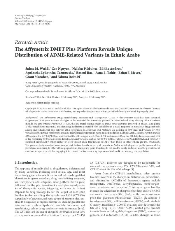 (PDF) The Affymetrix DMET Plus Platform Reveals Unique Distribution of ...