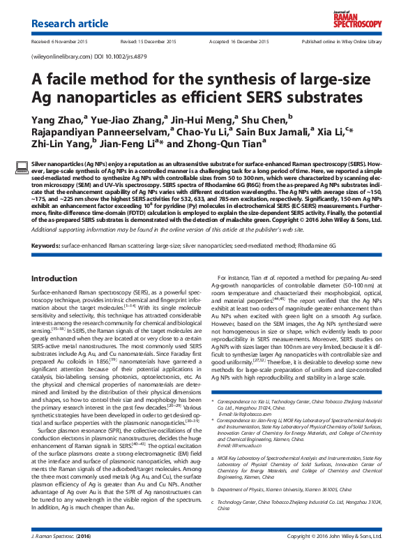 (PDF) A Facile Method for the Synthesis of Large-Size Ag Nanoparticles ...