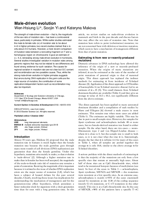 (PDF) Male-driven evolution