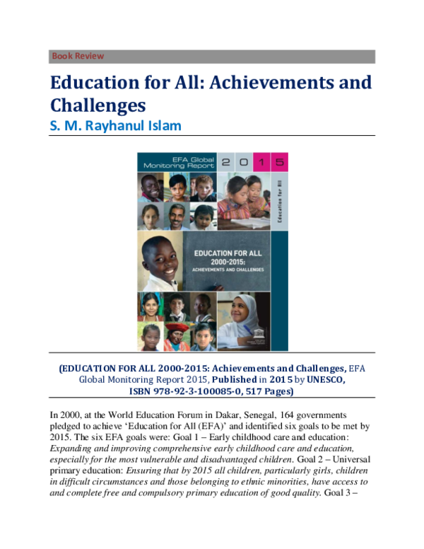 (PDF) EFA Global Monitoring Report 2015 (PDF) EFA Global Monitoring Report 2015