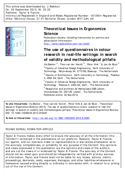 (PDF) The use of questionnaires in colour research in real-life ...