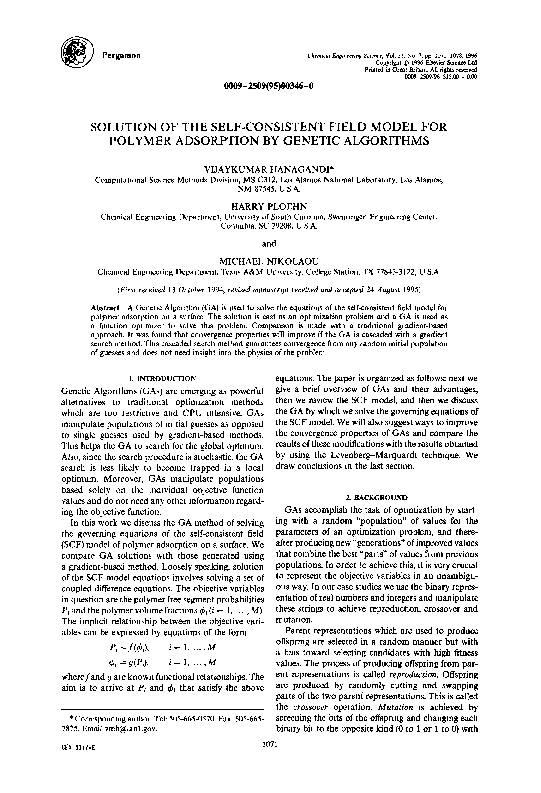 (PDF) Solution of the self-consistent field model for polymer adsorption by genetic algorithms