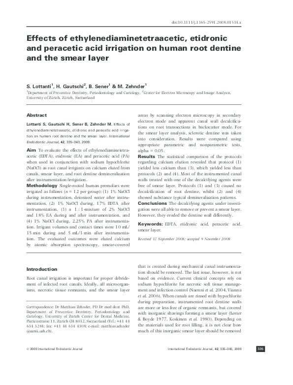 (PDF) Effects of ethylenediaminetetraacetic, etidronic and peracetic ...