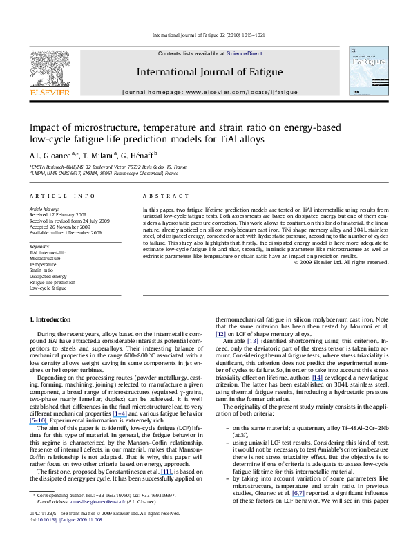(PDF) Impact of microstructure, temperature and strain ratio on energy-based low-cycle fatigue ...