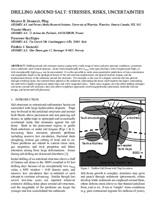 (PDF) Drilling Around Salt: Risks, Stresses, And Uncertainties