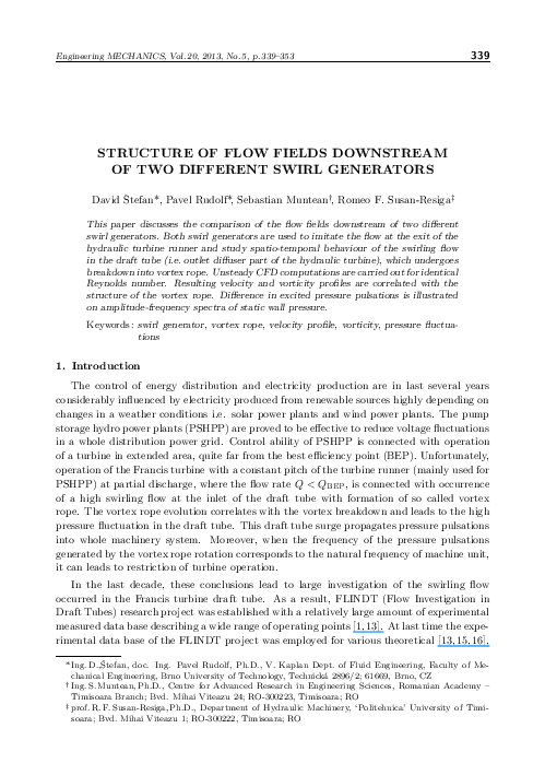 (PDF) STRUCTURE OF FLOW FIELDS DOWNSTREAM OF TWO DIFFERENT SWIRL GENERATORS