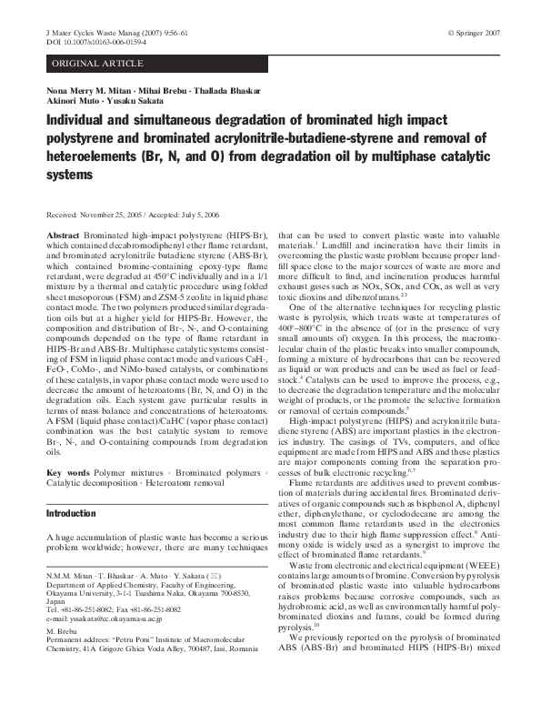 (PDF) Individual and simultaneous degradation of brominated high impact ...