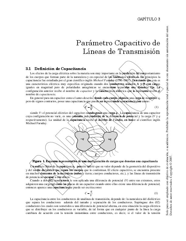 (PDF) Capitulo 3. Parámetro Capacitivo de Líneas de Transmisión 3.1 Definición de Capacitancia