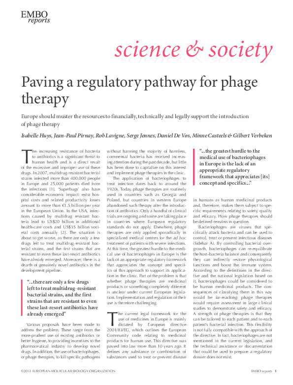 (PDF) Paving a regulatory pathway for phage therapy