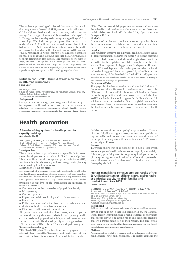 (PDF) A benchmarking system for health promotion capacity building