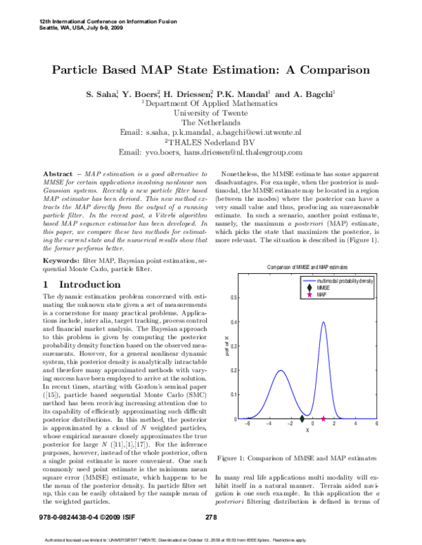 Pdf Particle Filter Based Map State Estimation A Comparison