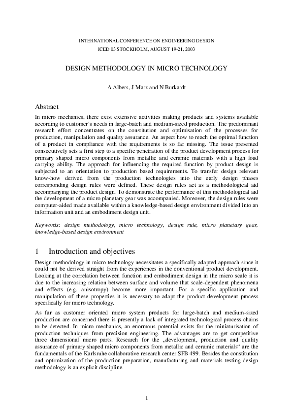 (PDF) Design methodology in micro technology