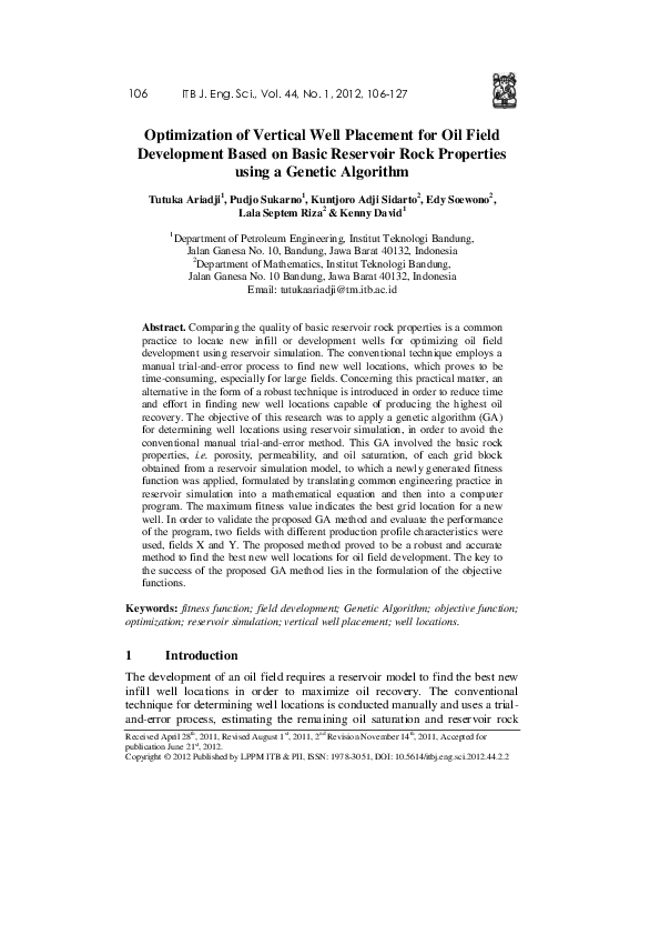 (PDF) Optimization of Vertical Well Placement for Oil Field Development Based on Basic Reservoir ...