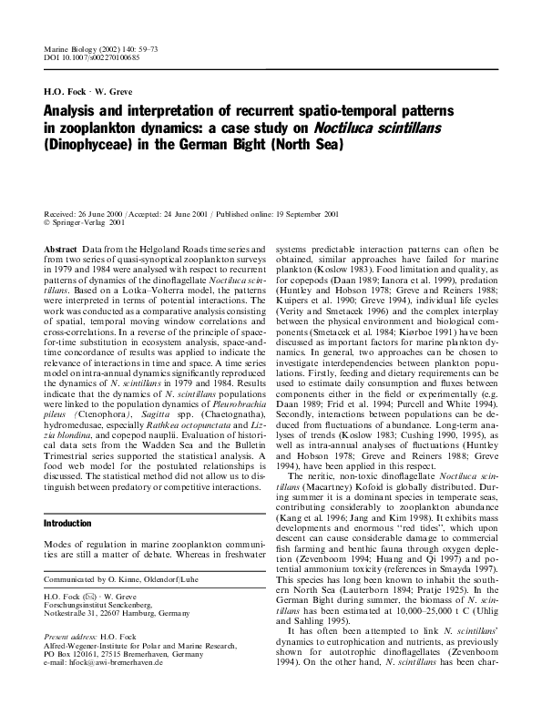 (PDF) Analysis and interpretation of recurrent spatio-temporal patterns in zooplankton dynamics ...