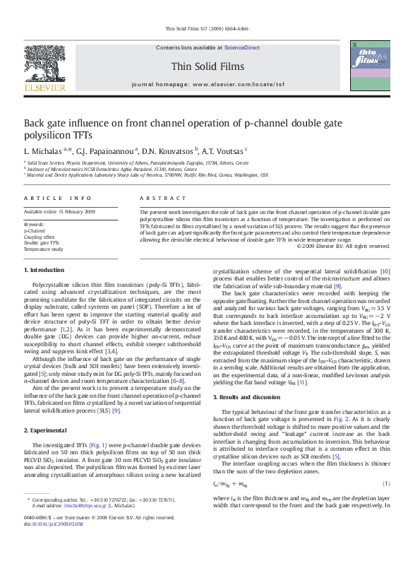 (PDF) Back gate influence on front channel operation of p-channel ...