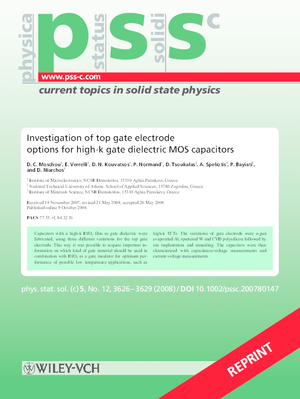 (PDF) Investigation of top gate electrode options for high-k gate ...