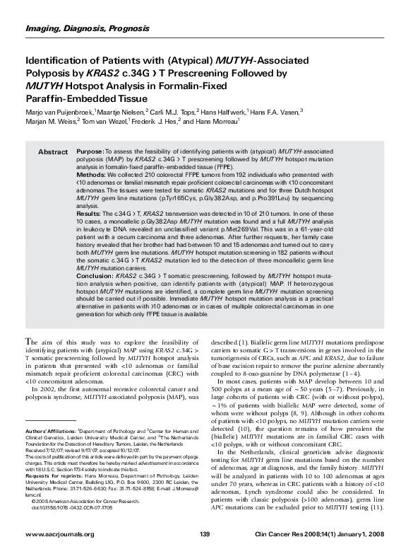 (PDF) Identification of Patients with (Atypical) MUTYH-Associated ...