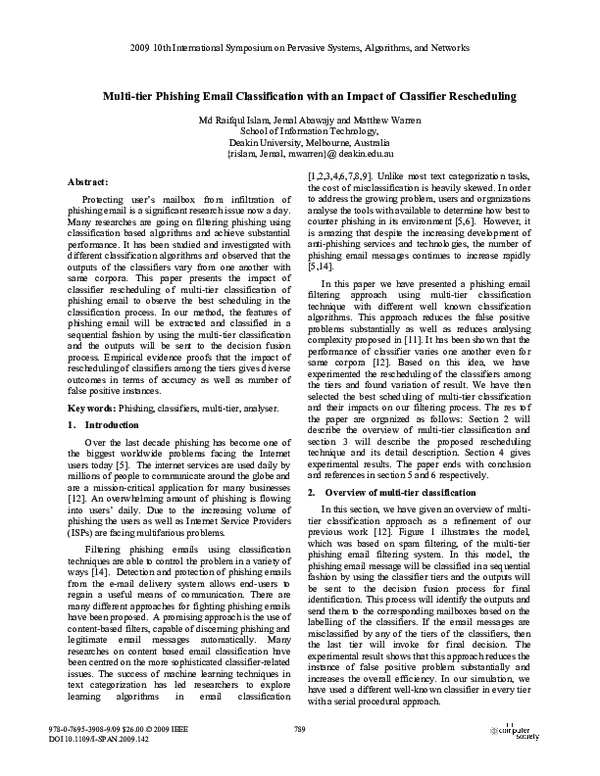 (PDF) Multi-tier Phishing Email Classification with an Impact of Classifier Rescheduling