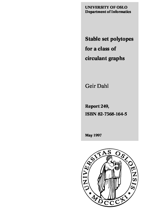(PDF) Stable Set Polytopes of Circulant Graphs