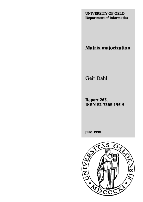 (PDF) Matrix majorization