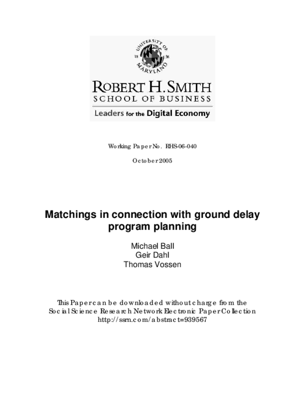 (PDF) Matchings in connection with ground delay program planning