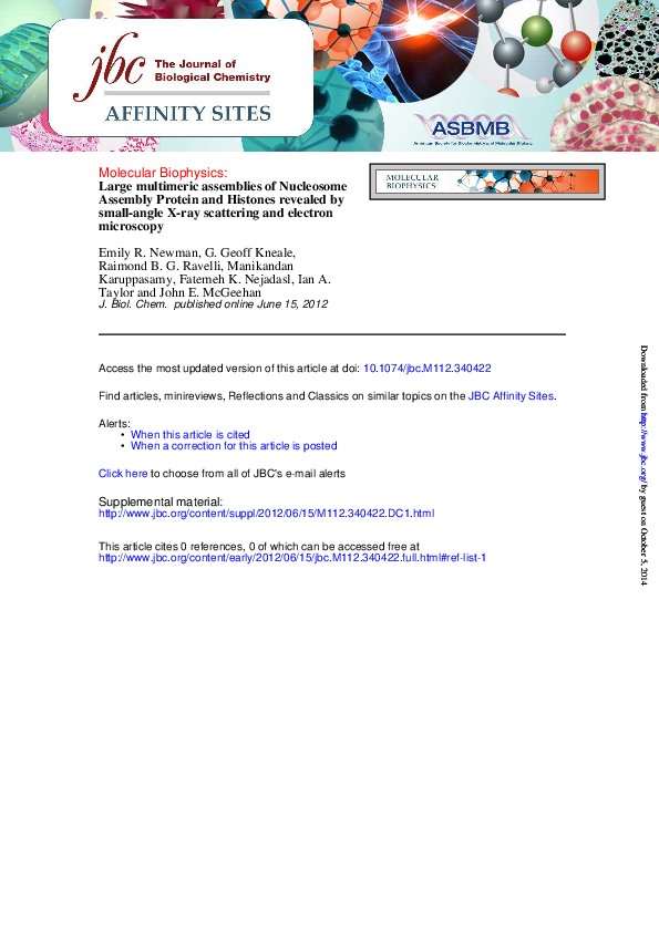 (PDF) Large Multimeric Assemblies of Nucleosome Assembly Protein and ...