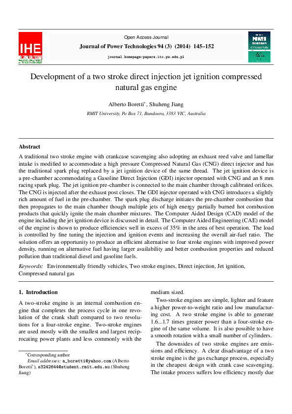 (PDF) Development of a two stroke direct injection jet ignition ...