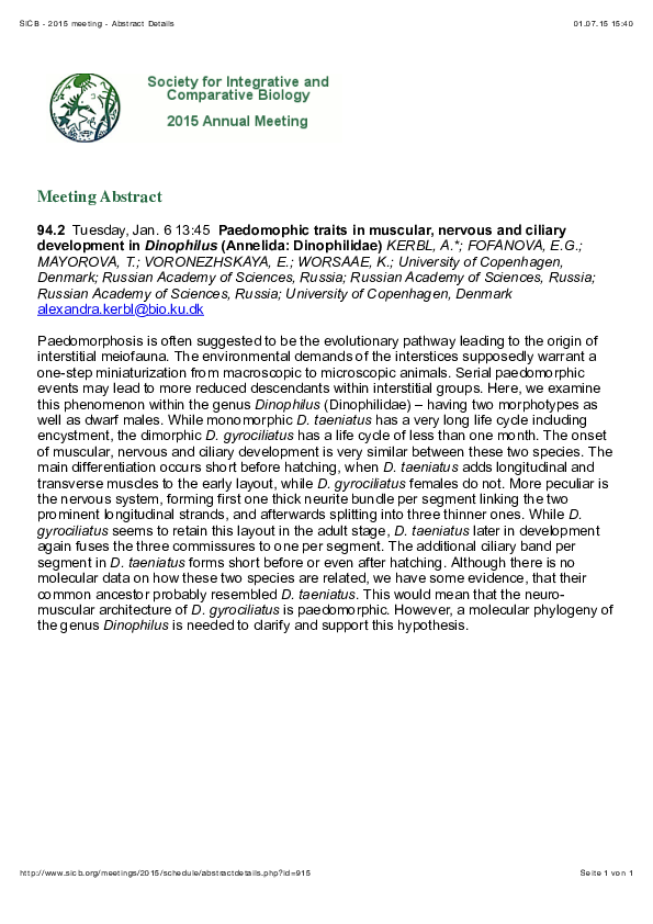 (PDF) Paedomophic traits in muscular, nervous and ciliary development ...