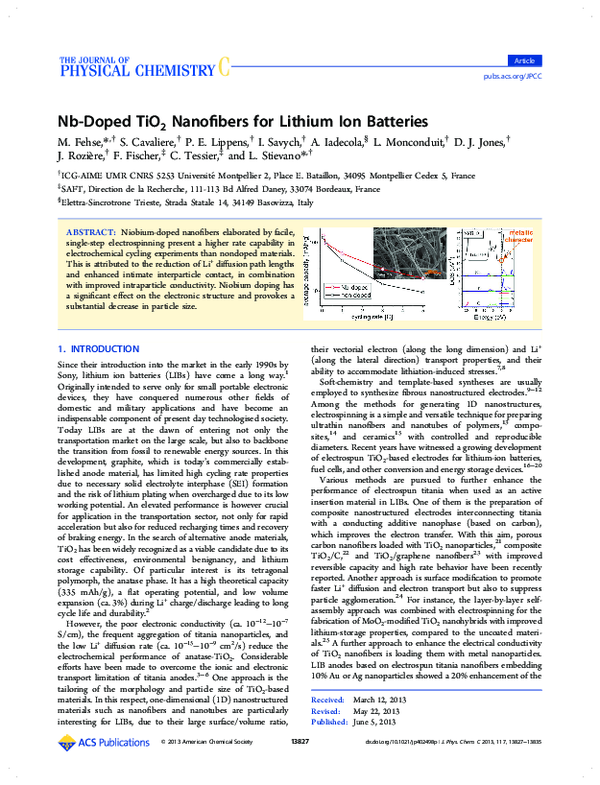 (PDF) Nb-Doped TiO 2 Nanofibers for Lithium Ion Batteries